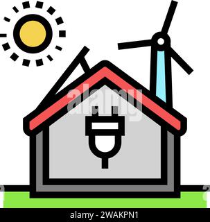 net zero energy building green color icon vector illustration Stock ...