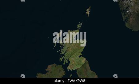 Scotland - Great Britain highlighted on a low resolution satellite map ...