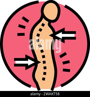 stooped posture osteoporosis symptom line icon vector illustration ...