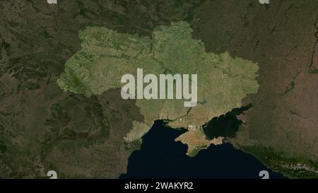 Ukraine before 2014 highlighted on a high resolution satellite map ...