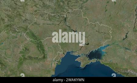 Ukraine before 2014 outlined on a low resolution satellite map Stock ...