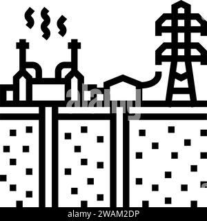 power grid geothermal energy line icon vector. power grid geothermal ...
