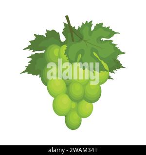 Vector cartoon grape fruit with leaf icon in comic style. Wine sign ...