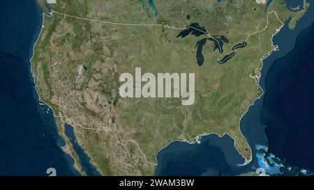 United States of America, mainland outlined on a low resolution ...
