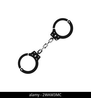 Black silhouette of metal handcuffs for detaining criminals, isolated ...