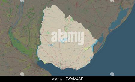 Uruguay highlighted on a topographic, OSM standard style map Stock ...
