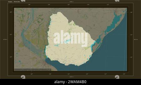 Uruguay outlined on a topographic, OSM Humanitarian style map Stock ...