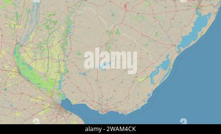 Uruguay outlined on a topographic, OSM standard style map Stock Photo ...