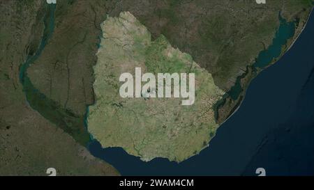 Uruguay highlighted on a high resolution satellite map map with the ...