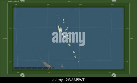 Vanuatu highlighted on a topographic, OSM France style map map with the ...