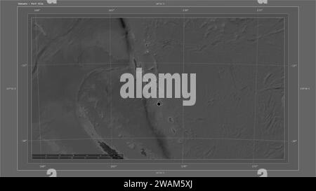 Vanuatu highlighted on a Grayscale elevation map with lakes and rivers ...