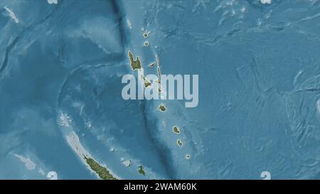 Vanuatu outlined on a Colored elevation map with lakes and rivers Stock ...