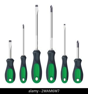 Realistic screwdrivers set isolated on white background. Hand tools for ...