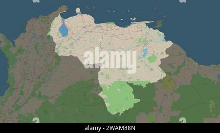 Venezuela highlighted on a topographic, OSM France style map Stock Photo - Alamy