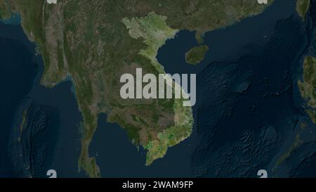 Vietnam highlighted on a high resolution satellite map map with the ...
