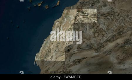 Western Sahara highlighted on a high resolution satellite map map with ...