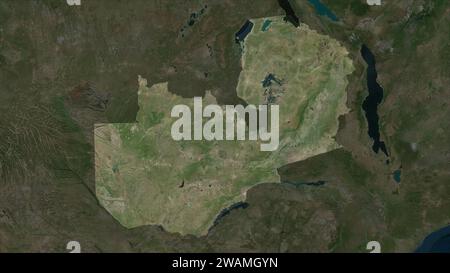 Zambia highlighted on a high resolution satellite map map with the ...
