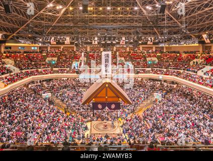 tokyo, ryogoku - jan 14, 2023: The sumo wrestling dohyō of the ...
