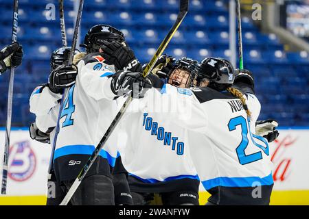 Bridgeport, CT, USA. 5th Jan, 2024. New York goalie Abbey Levy (39 ...
