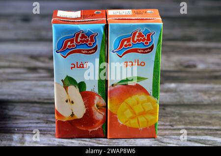 Cairo, Egypt, January 2 2024: Bashayer apple fruit drink and Mango ...