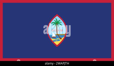 High detailed flag of Guam. National Guam flag. Oceania. 3D ...