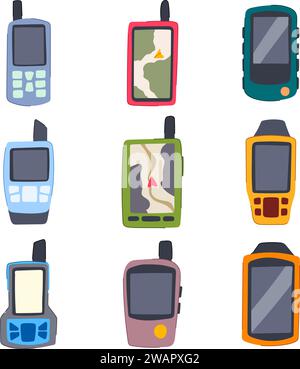 orientation handheld gps cartoon vector illustration Stock Vector Image ...