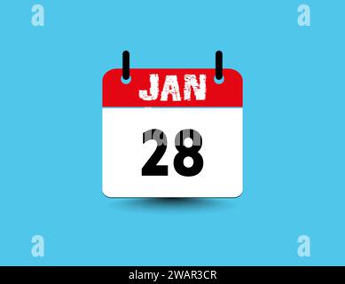 January 28, Calendar icon with shadow. Day, month. Flat vector ...