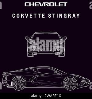Chevrolet Corvette Stingray car blueprint Stock Vector Image & Art - Alamy