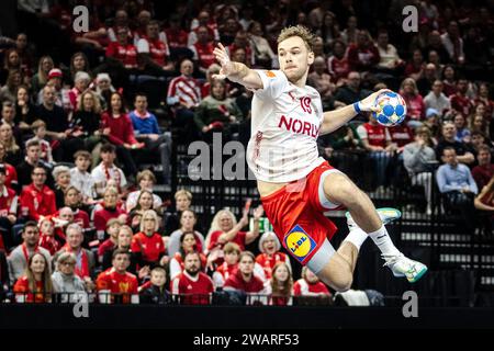 Denmark's Mathias Gidsel. The men's handball match in the training ...