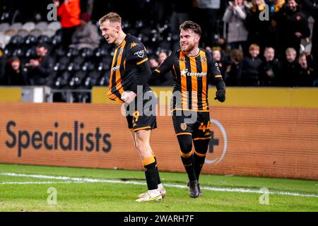 Matty Jacob of Hull City celebrates his goal with Regan Slater of Hull ...