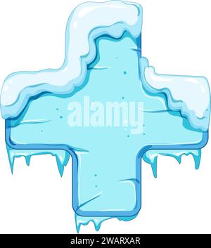 Ice button, frozen frame, level menu in cartoon style isolated on white ...