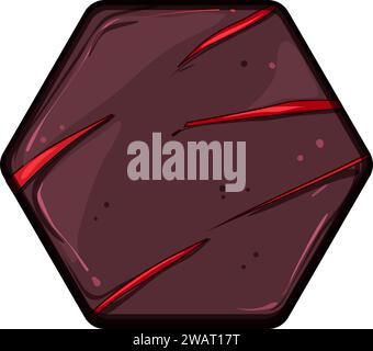 Lava stone ui game frame and volcanic button vector. Volcano eruption ...