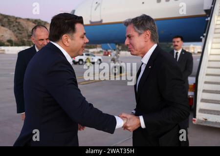 Greek Foreign Minister George Gerapetritis during press conference with ...