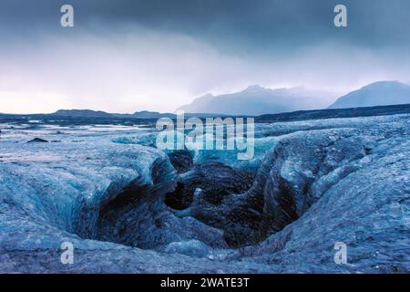 Spectacular Ice Canyon and caves of Vatnajokull Glacier, Iceland Stock ...