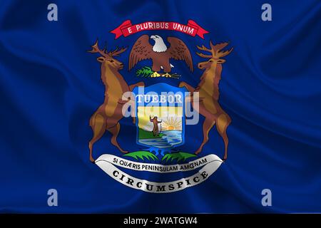 Michigan flag and map. Flags of the U.S. states and territories ...