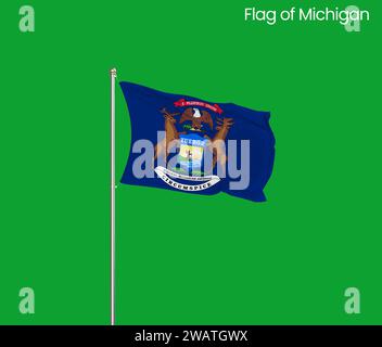 Michigan flag and map. Flags of the U.S. states and territories ...