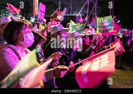 New Taipei, Taiwan. 06th Jan, 2024. Supporters were waving the flags ...
