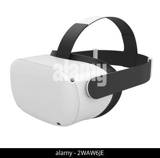 Virtual reality glasses and headset isolated on white background with ...