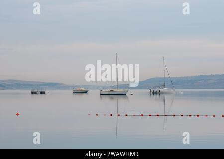 Tbilisi sea, reservoir and boats with deflated sails Stock Photo - Alamy