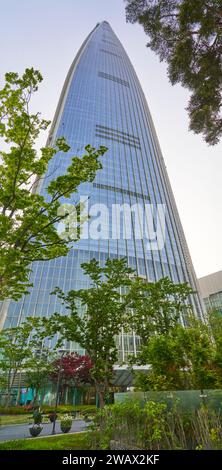A vertical panorama image of Lotte World Tower, the sixth tallest ...
