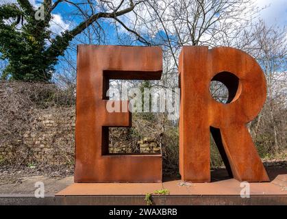 Rusty Letters On A Work Of Art In The Gleisdreieck Park, Berlin ...
