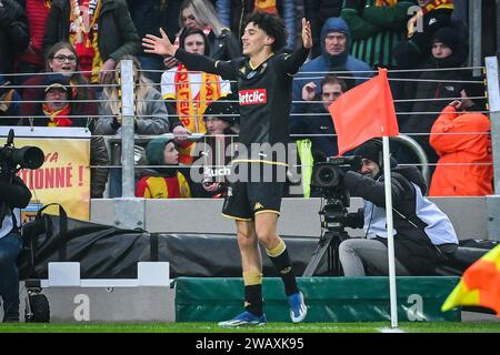 Maghnes AKLIOUCHE of Monaco celebrates his goal during the French Cup ...