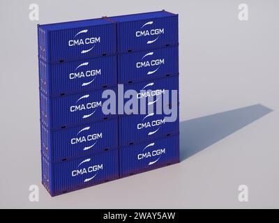 Stacked Containers of one of the five largest container shipping companies: Hapag-Lloyd Stock ...