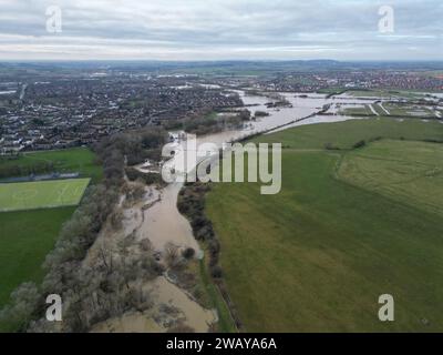 Drone imagery of flood waters in Buckingham Park floodplain in north ...