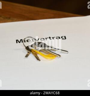 Keys and german rental contract, Mietvertrag, for a new apartment are ...