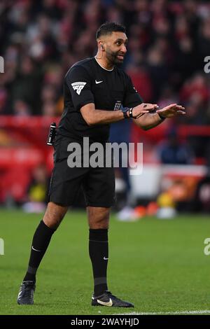 Referee Sunny Gill during the Emirates FA Cup Third Round match at the ...