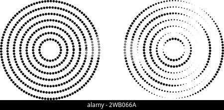 Circular ripple icons. Concentric circles with broken dotted lines ...