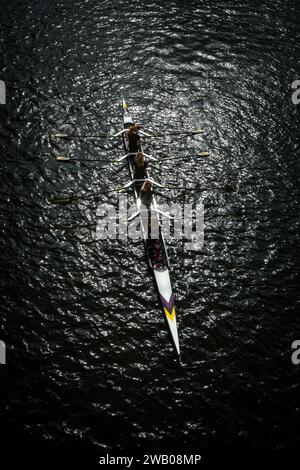Boat Rowing Down The River Ouse Ely Cambridgeshire Stock Photo - Alamy