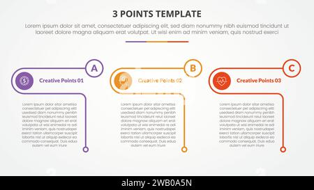 3 points or stages infographic concept with table information layout ...