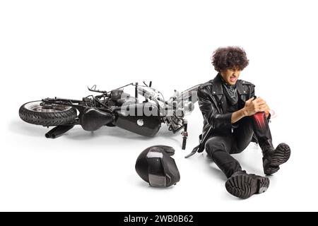 Bike falling on the ground isolated on white background Stock Photo - Alamy